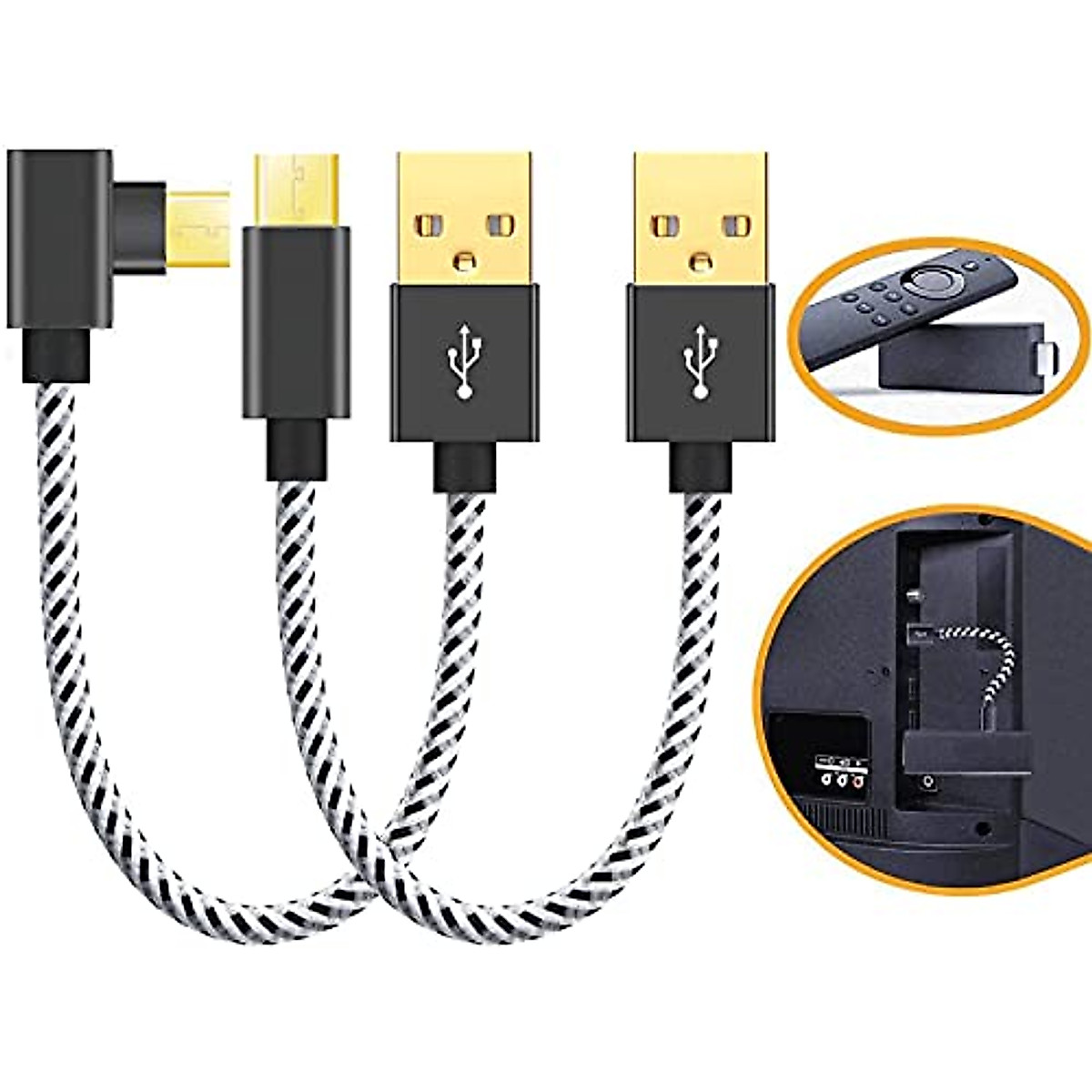 USB Cable for Fire Stick, Micro USB Power Cable for Amazon Fire Stick, Power up Your Fire Stick from Your TV's USB Port, Chromecast, Roku Stick, TiVo Stream 4K, 2 Pack