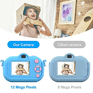 WEDNKOLY Upgrade Selfie Kids Camera, Christmas Birthday Gifts for Boys Girls Age 3-9, HD Kids Digital Video Camera for Toddler Portable Toy for 3 4 5 6 7 8 Years Old Girl - Blue