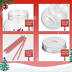 Sliner 20 Pack Christmas Plastic Juice Bottle 17 Oz Snowman Shaped Reusable Water Bottles with Lids and Straws Empty Milk Beverage Bottle Juicing Drink Containers for Christmas Party Favor Daily Use