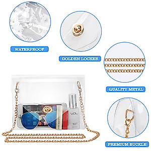 HAOGUAGUA Clear Purse for Women, Clear Bag Stadium Approved, See Through Clear Handbag for Concerts Sports Events (Gold)