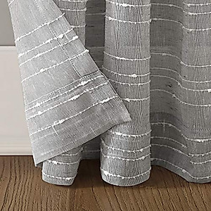 Clean Window Textured Slub Stripe Anti-Dust Allergy/Pet Friendly Sheer Curtain Panel, 52" x 95", Gray