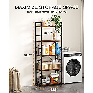 Pipishell Bookshelf, 6-Tier Bookcase with Storage Drawer, Tall Bookshelf Storage Rack with Metal Frame & Wood Grain Finish, Industrial Bookshelf for Living Room, Bedroom, and Home Office, PIBS02WN