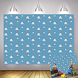 Art Studio 7x5ft It's a Boy Story Themed Birthday Party Photography Backdrops Blue Sky White Clouds Baby Shower Photo Background Kids Hero Photo Booth Studio Props Vinyl