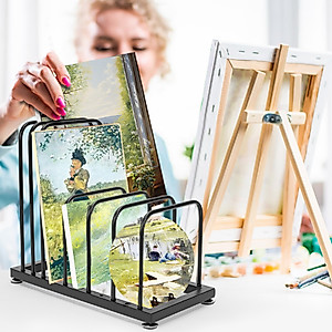 Table Top Art Canvas Storage Rack,Metal Adjustable 6 Tier Artwork Display Drying Stand,Artist Supply Organizer for Painting Boards,Drawing Papers,Panels,Plates,Frames (7.8" D x 15.7" W x 13.7" H)
