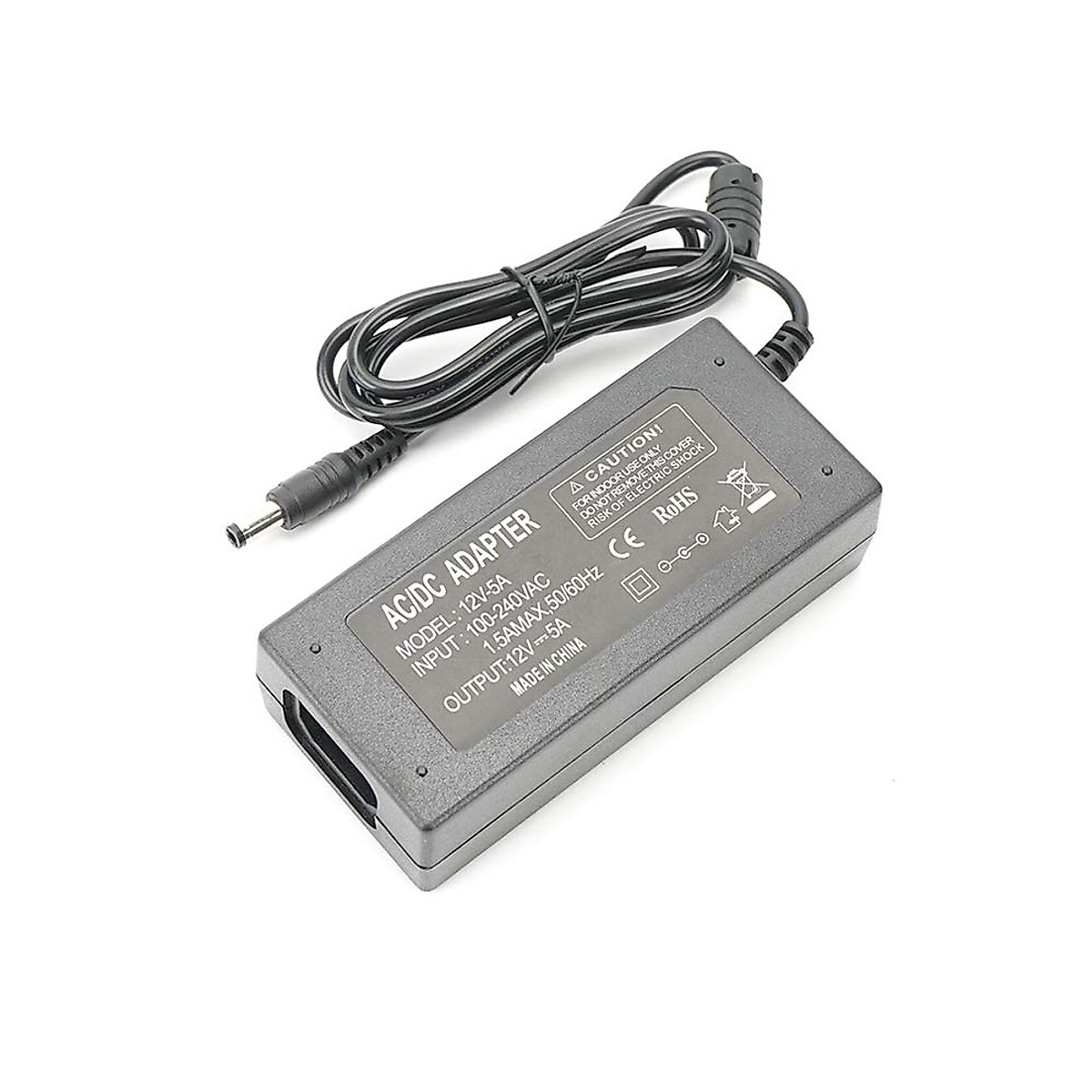 Desvorry Power Supply 12V 5A,AC100-240V to DC12V 60W Converter Adapter Driver Transformer, 5.5mm x 2.1mm Jack for Led Strips,LCD Monitors,CCTV Camera