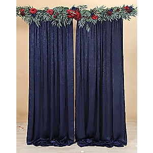 Cytdkve 2 Panels 4.8 Feet x 10 Feet Navy Blue Velvet-Like Wedding Backdrop Curtain Drapes, Silky Soft Window Curtains Panels for Wedding Ceremony Birthday Party Decorations
