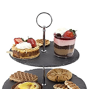 Evco International Creative Home 2 Tier Stand with Handle, Slate