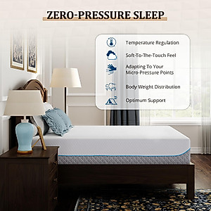 EGOHOME Twin XL Mattress 12 Inch Cooling Gel Memory Foam, Fiberglass Free, Mattress Bed in a Box for Back Pain Relief, Medium Firm, CertiPUR-US Certified, 38”x80”x12”, White