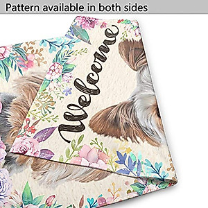 Summer Garden Flag with Yorkshire, 12 x 18 Inch Double Sided Yorkie Garden Outdoor Yard Flags for Spring Garden Decor