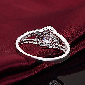 Bluelans Womens 925 Sterling Silver Plated Love Heart Crystal Diamonds Wedding Ring Promise Engagement Ring Anniversary Engagement Band Jewellery for Women Her Chriistmas Valentines Day Gifts US 9