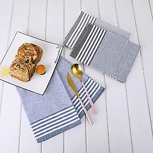 Wenzhi Kitchen Dish Towels for Washing Dishes, Cotton Light Blue Kitchen Towels for Drying, 19x28 Inches Tea Towels Pack of 3