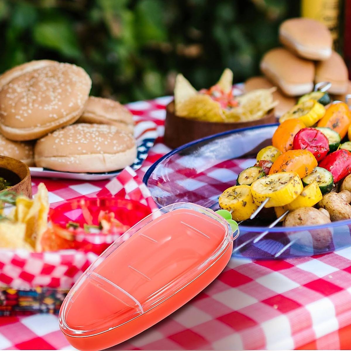 Luxshiny Snack Containers 2 Compartment Food Storage: Carrot Shaped Food Containers Divided Snack Boxes With Lid Snacks On The Go for Work and Travel Orange