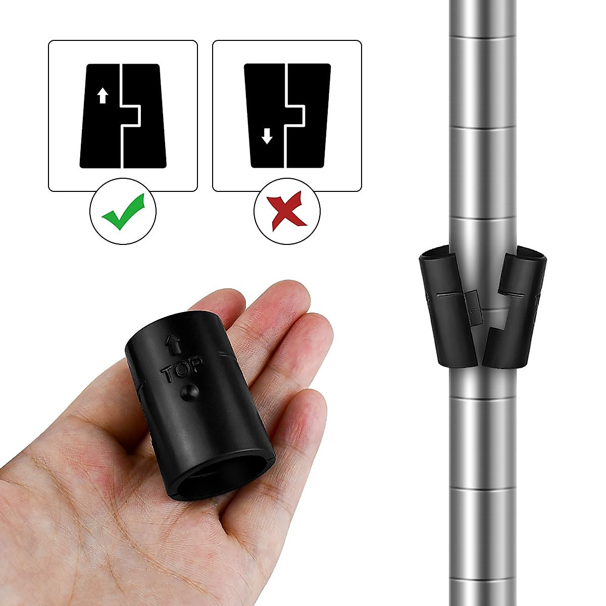 50 Pack Plastic Wire Shelving Shelf Lock Clips Black Post Shelving Split Sleeves for 1" Diameter Shelving Sleeves Replacements