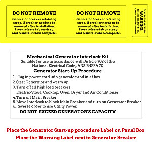 Generator Interlock Kit Compatible with General Electric GE 150 or 200 Amp Panels, 1 1/4 Inches Spacing Between Main and Generator Breaker, Interlock for Main and Generator Breaker Lockout Switch Kit