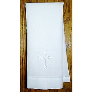 White Linen Baptism Cloth with White Cross Towel Size Model: