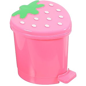 MAGICLULU Strawberry Trash Can: Mini Desktop Heart Wastebasket Kawaii Trash Can with Lid Small Garbage Container for Office Makeup Waste Bathroom Bedroom