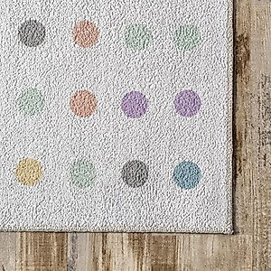 nuLOOM Larissa Machine Washable Kids Polka Dot Area Rug, 4' x 6', Ivory