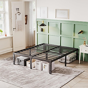 AGXI Full Size Bed Frame, Metal Bed Frame 16 Inch Tall Bed Frame No Box Spring Needed, Heavy Duty Platform Full Bed Frame with Storage Space, Sturdy Bed Frame Full Non-Slip Noiseless