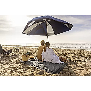 Sport-Brella SunSoul Outdoor Blanket with Slit for Umbrella Pole, Fleece and Water-Resistant for The Beach, Camping, and Picnics, Black