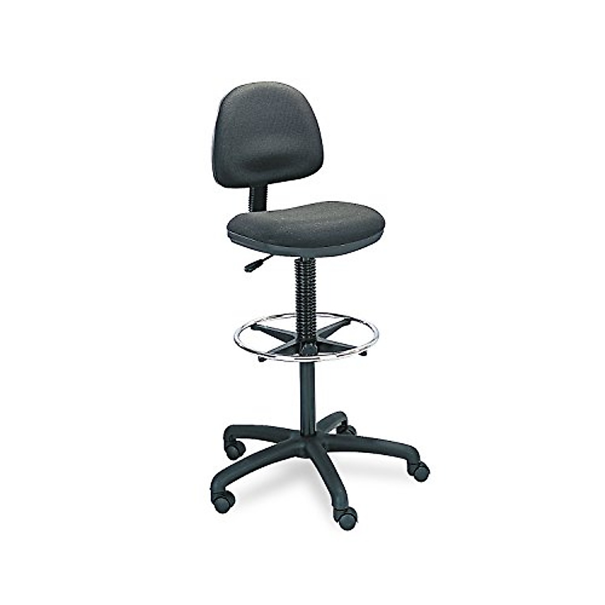 Safco 3401Bl Precision Extended Height Swivel Stool W/Adjustable Footring Black Fabric