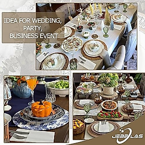 JEBBLAS Disposable Cloth Like Napkins, Built-in Flatware Pocket, Wedding Party Linen Feel White Napkin, Prefolded for Silverware,50 Count