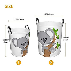 Hugging Tree Koala Laundry Basket Protable Circular Laundry Hamper Storage Bin Organizer With Handles For Bathroom,Bedroom Clothes