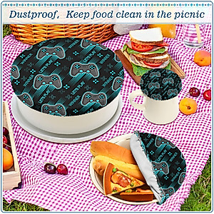 Bowl Cover Reusable Blue Joystick Video Game Black Elastic Fabric Food Storage Cover Stretch Lids 5 Pieces for Kitchen Food Bread Abstract Bowl Containers Dish Covers for Fruits,Leftover