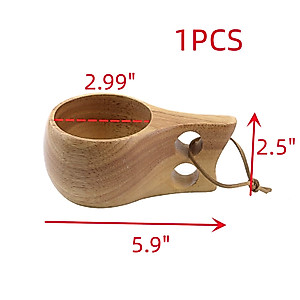 Oedema Wooden Coffee Cup Camping Cup Wood Mug Drinking Cup with Handle for Milk Tea Coffee