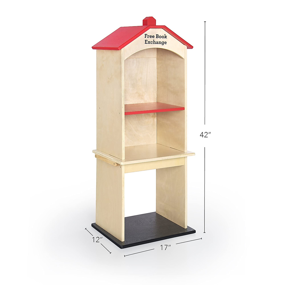 Guidecraft Free Library Exchange Book Stand: 3-Shelf Wooden Storage Bookcase, Classroom Furniture