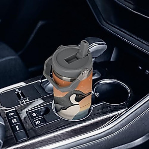 30oz Stainless Steel Insulated Tumbler with Flip Lid & Straw, Leakproof Travel Mug for Car, Hand Drawn Penguin Double Wall Vacuum Thermal Coffee Cup with Handle, Spill-Proof Design for Hot/Cold Drinks