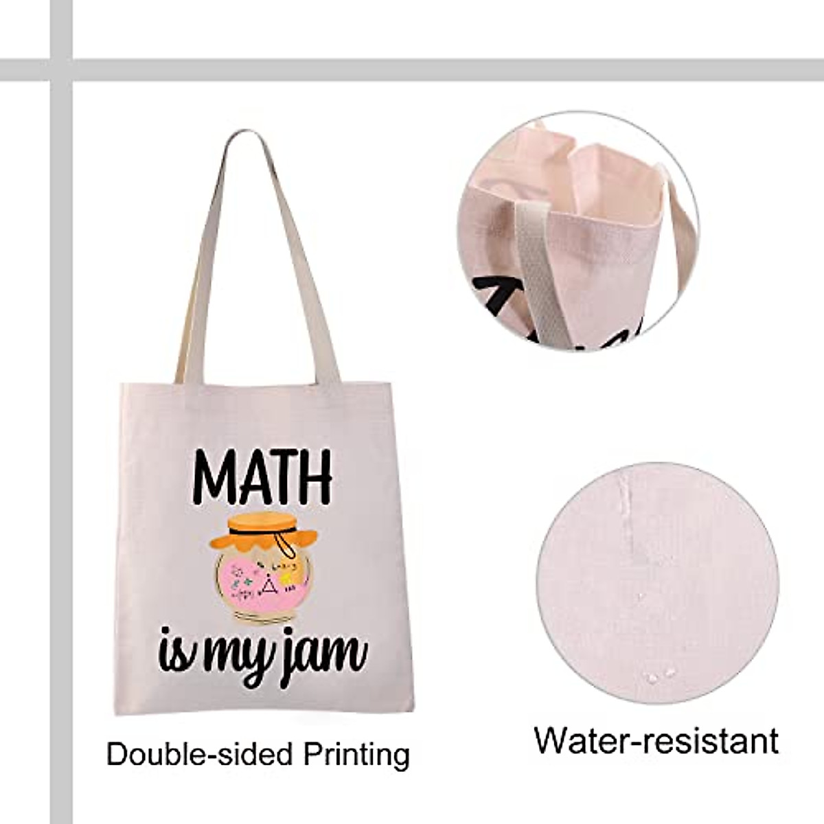 VAMSII Math Lover Gifts Math is My Jam Math Teacher Tote Bag Mathematician Gifts Math Geek Gifts Shoulder Bag (Math is my jam Tote Bag)