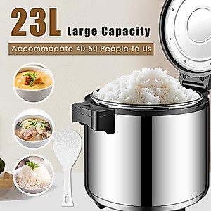 SiliFine Commercial Stainless Steel Electric Rice Warmer Food Warm with Rice Spoon Heavy Duty Rice Warmer with Warm Function Only for Restaurant Party (100 Cups Cooked Rice,100W)