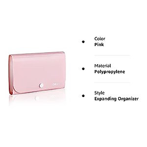 Expanding File Folder, Subdivision Accordion File Folder Mini Organizer PP Wallet for Cards,Coupons,Receipt,Tax Item or Changes,7x4.5 Inches,12 Pockets with Tabs and Check Case(Pink)