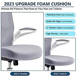 Mimoglad Office Chair, High Back Ergonomic Desk Chair with Adjustable Lumbar Support and Headrest, Swivel Task Chair with flip-up Armrests for Guitar Playing, 5 Years Warranty