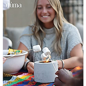 Duma Pit - Tabletop Fire Pit with 20+ Ideas Book & Snuffer, Concrete Portable Mini Fireplace, Outdoor Indoor Smores Maker, Ethanol Alcohol Table Top FirePit, Garden & Patio Decor