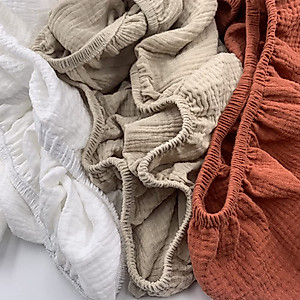 Cotton Muslin Baby Crib Sheet , Fitted Sheet for Crib 52"x28" (Khaki)