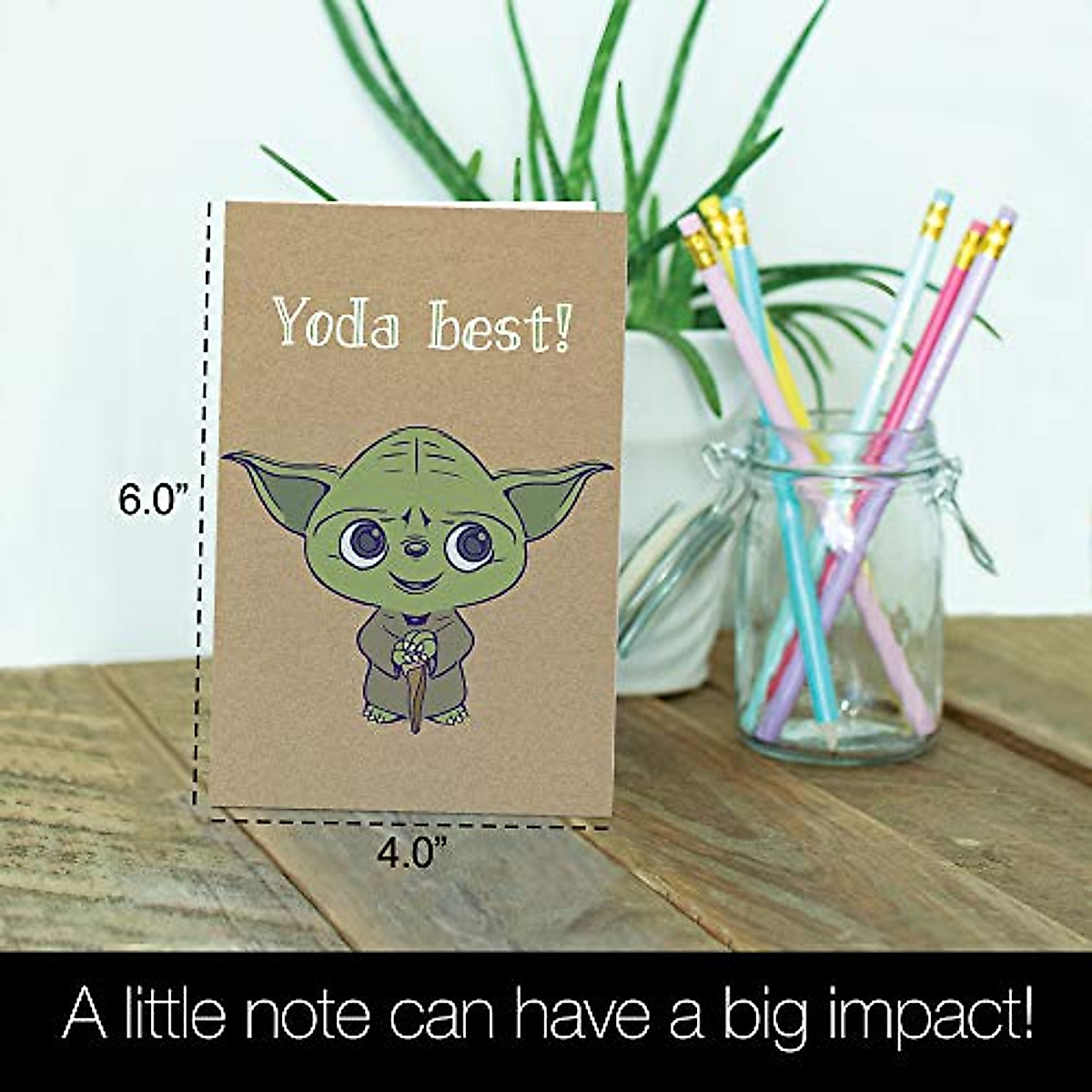 Tree-Free Greetings 12 Pack Thank You Notecards,Eco Friendly,Made in USA,100% Recycled Paper, 4"x6", Yoda Best (TK30407)