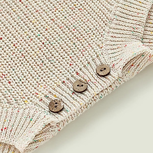 FYBITBO Baby Girl Boy Sweater Knit Oversized Pullover Sweatshirt Romper Onesie Warm Fall Winter Clothes Outfit Newborn (A Color Dots Cream,0-3 Months)