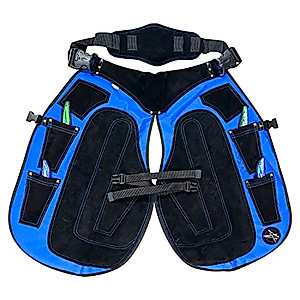Rekhi International Rekhi 27'' Farrier Apron Chaps,1000 Denier Cordura and Suede Leather Farrier Apron, Farrier Chaps with 4 knife pockets and Nail Magnet in Blue 70Cm, Farrier Apron Chaps for Men