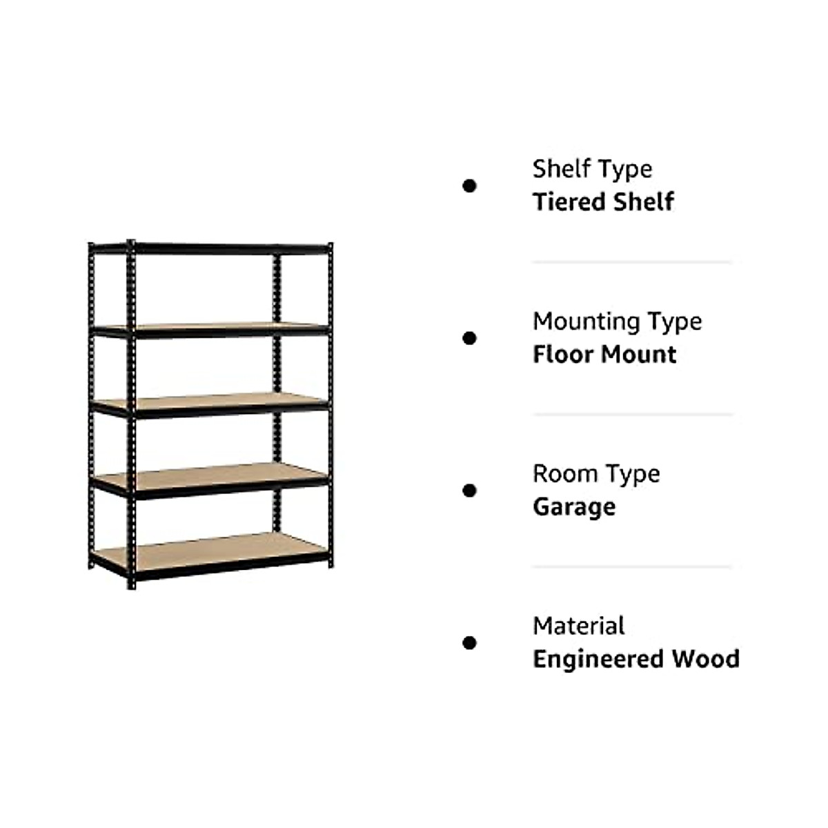 Edsal 48"W x 24"D x 72"H 5-Shelf Steel Shelving, Black