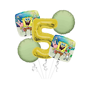 Sponge Bob Happy Birthday Balloon Bouquet (5 Balloons), 5th Birthday | Viva Party Balloon Collection