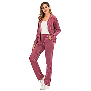 Sweatsuits for Women 2 Piece Tracksuit Sets Jogging Sweat Suits Outfits Zip-Up Hoodie and Sweatpants Red