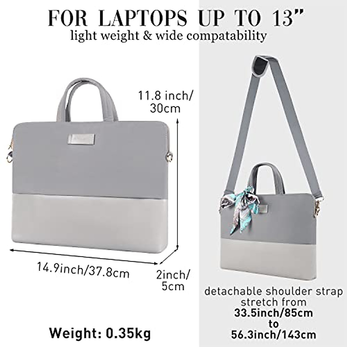 Laptop bag Women's 15.6-Inch Cross-body Business 16 Lightweight Simple Handheld Liner Case (Grey)