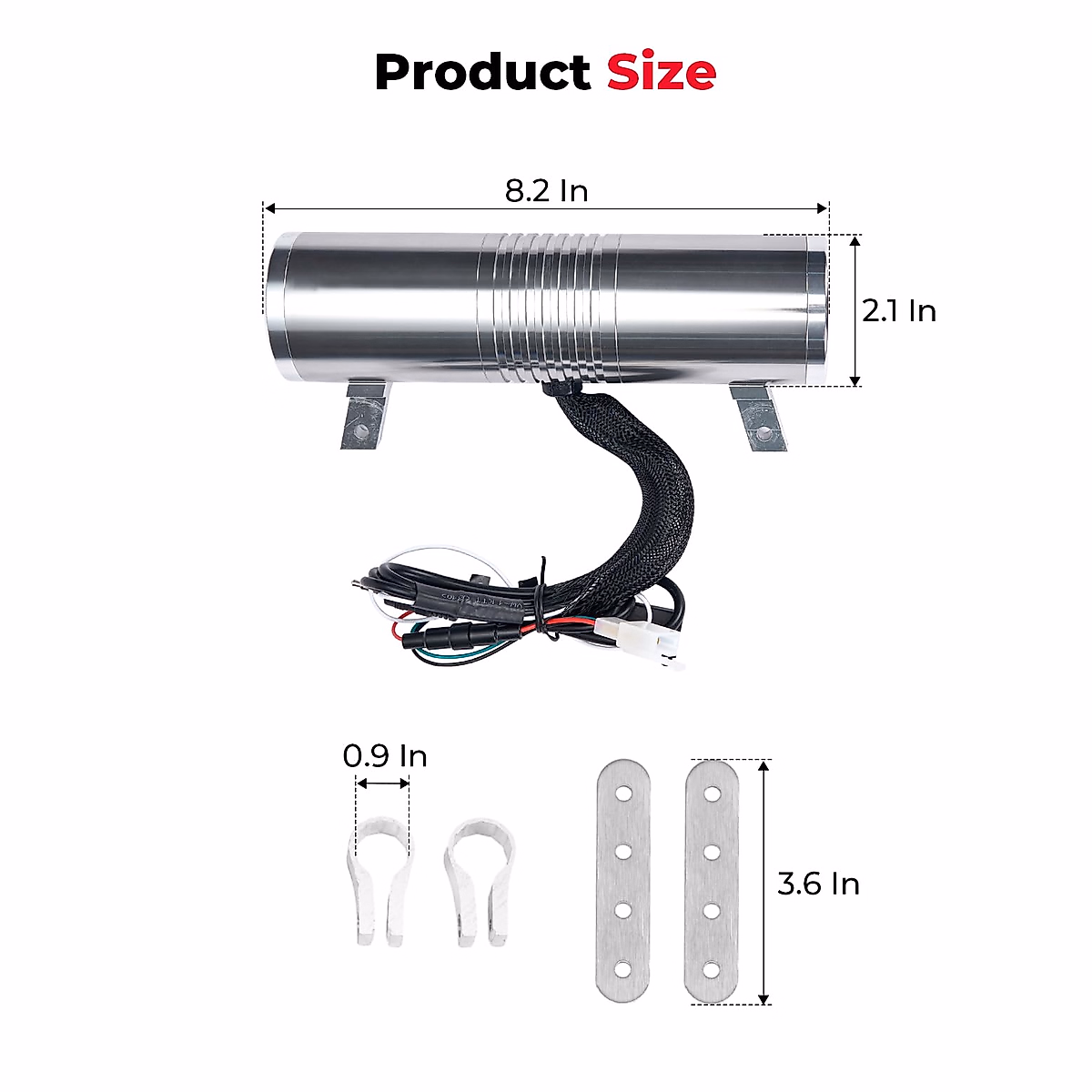 KEMIMOTO Motorcycle Speaker, ATV Motorcycle Stereo Speaker, Waterproof Motorcycle Radio Sound Bar 0.7-1 in, 60 Watts Max Built-in Amplifier, AUX in, USB, Bluetooth-Compatible, FM Radio, Silver