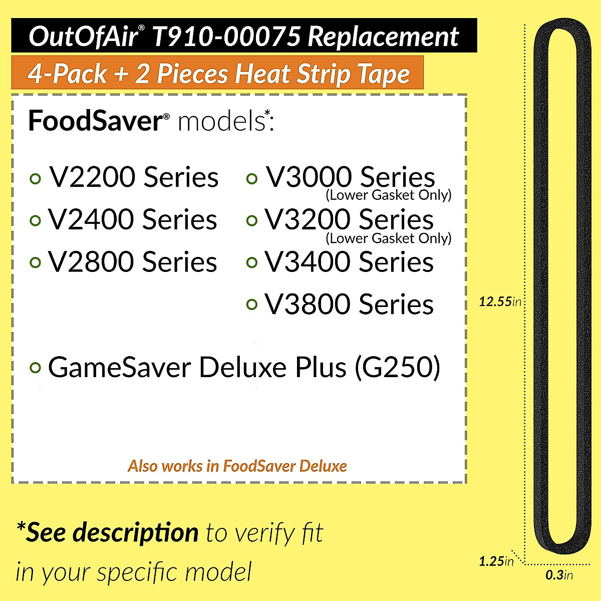 Repair Kit for FoodSaver: Upper/Lower Gasket, Heat Strip Replacement - 4 Foam Gaskets, 2 Strips Fits V2200, V2400, V2800, V3000, V3200 Series Vacuum Sealers Replaces Food Saver T910-00075 by OutOfAir