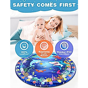 40" Tummy Time Water Mat, Inflatable Water Mat for Babies and Toddlers, Play Activity Center for Newborn Babies, Ideal Baby Toys Promoting Brain Development Sensory Stimulation