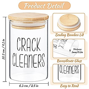 4 Pack Glass Apothecary Jars with Bamboo Lids, Qtip Holder Dispenser Bathroom Canisters Storage Organizer for Cotton Swabs, Pads, Balls and Dental Floss
