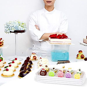 4 Pack White Cracker Tray 15x6inch Large Appetizer Serving Tray Plastic White Trays for Dessert Table Rectangular Long Food Trays for Food Appetizers Desserts