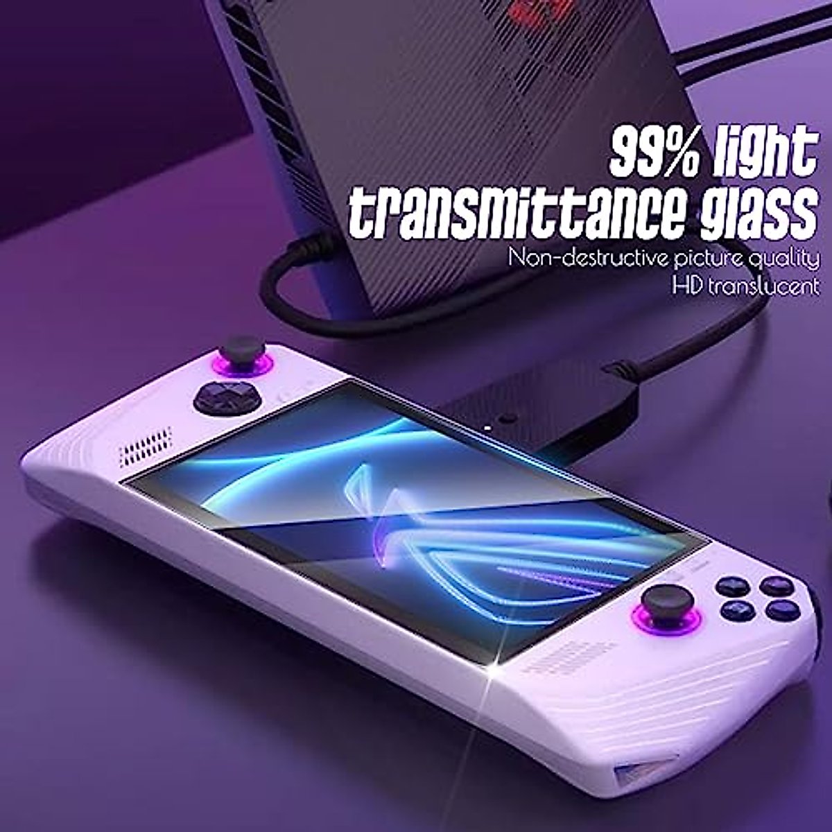 Orzero (3 Pack Compatible for ROG Ally (Upgraded) Tempered Glass Screen Protector, (Full Coverage) Anti Scratch 9 Hardness 2.5D Arc Edges Bubble-Free (Lifetime Replacement)