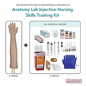 Anatomy Lab Premium IV and Venipuncture Training Kit, Practice Arm for Venipuncture Skills, Phlebotomy Practice, Clinical Nursing Training, 25+ Piece Kit, Durable & Realistic with 1 Year Warranty